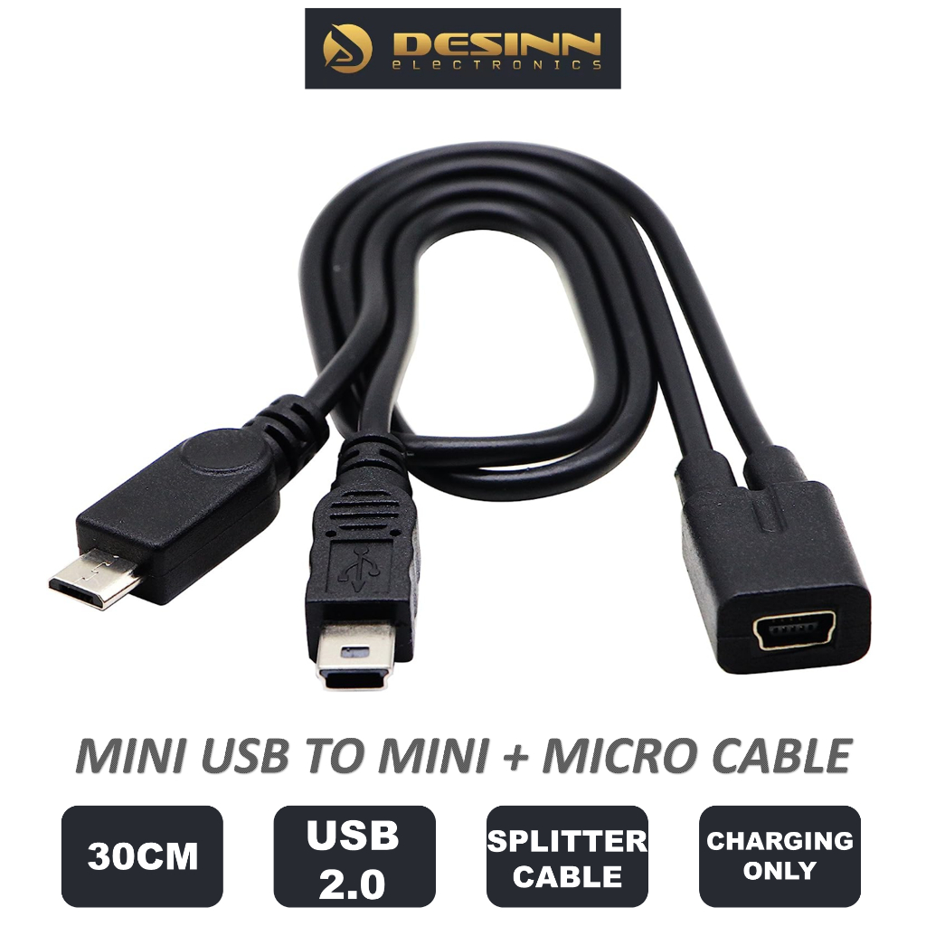 Mini USB 2.0 Female to Micro & Mini Male Y Splitter Cable Extender ...