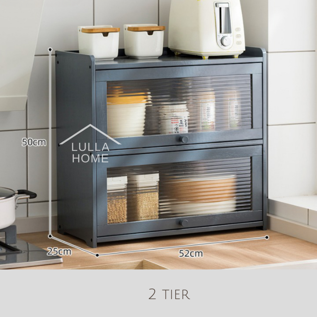LullaHome Minimalist Muji Nordic Bamboo Cabinet Kitchen Pantry ...
