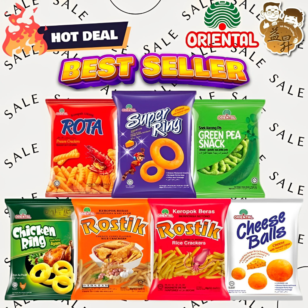 1 pack x 60gm - Oriental Food Corn Snack [Super Ring/Rota Prawn/Cheese Balls/Chicken Ring/Rostik ...