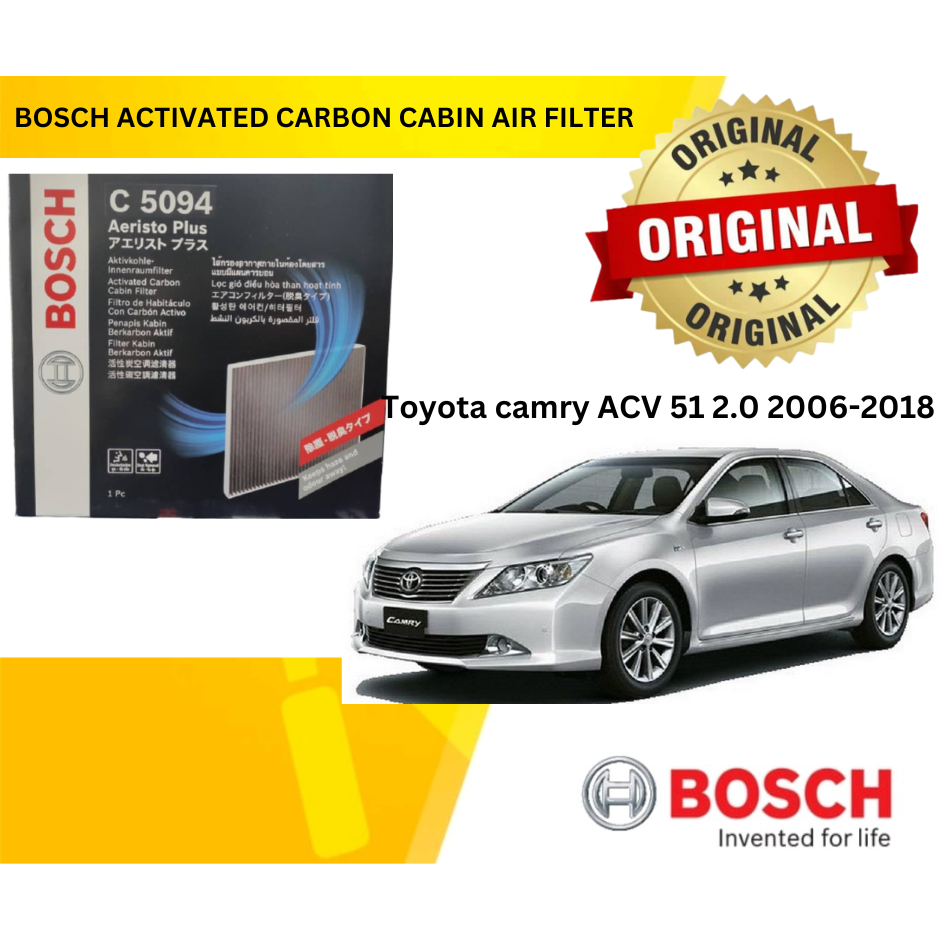Toyota Cabin Air Filter C5094 (Aeristo Plus CARBON ) 0986AF5094 Toyota camry ACV 51 2.0 2006 ...