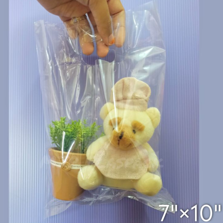 CLEAR PLASTIC BAG HANDLE PLASTIK CERAH TRANSPARENT PP 7" X 10" GIFT ...