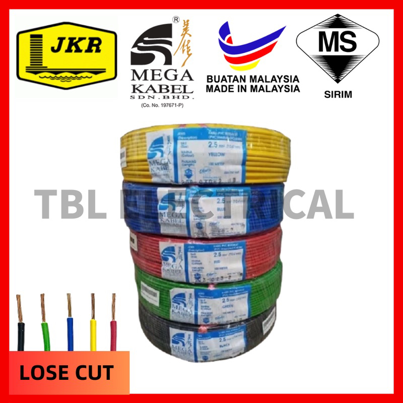 1 Meter MEGA KABEL 1.5MM 2.5MM Insulated PVC 100% Pure Copper Cable ...