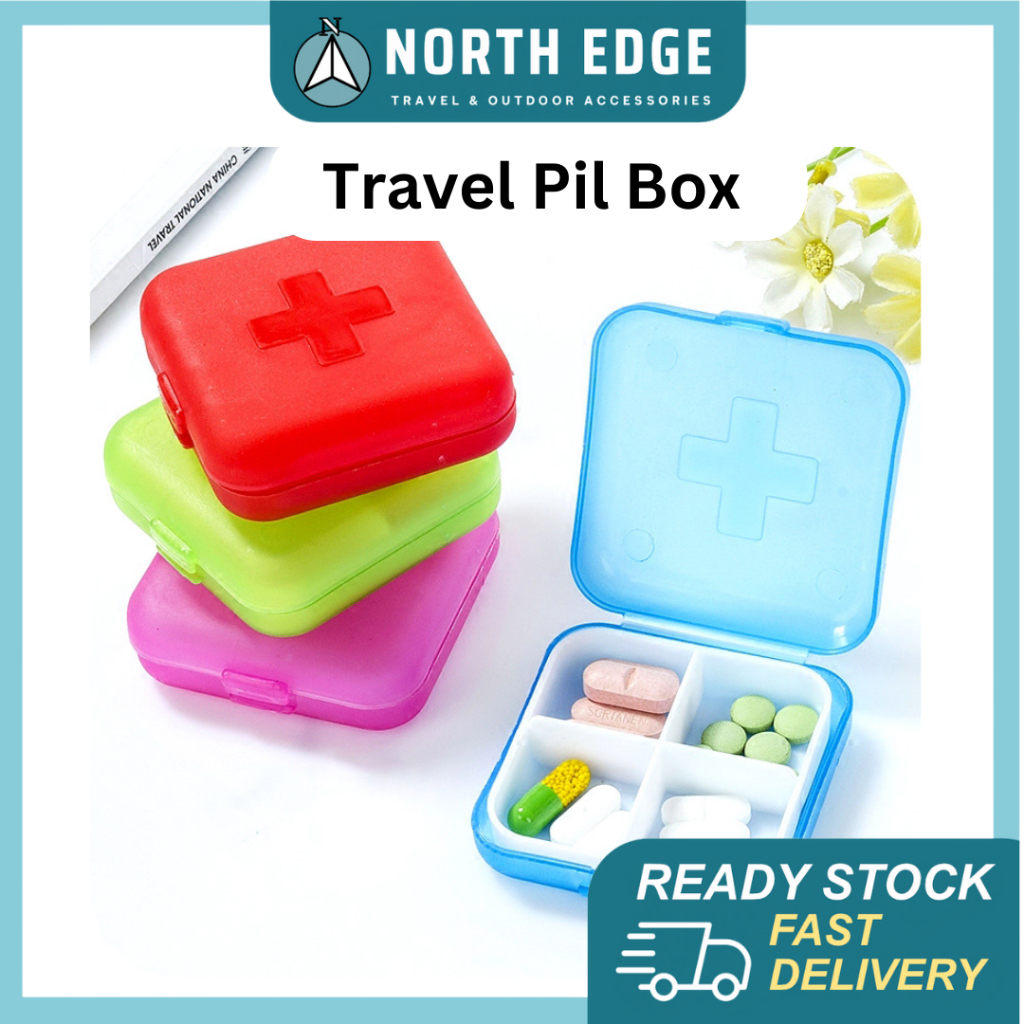 【READY STOCK】Portable Medical Medicine Pill Box Mini Travel 4 Slots ...