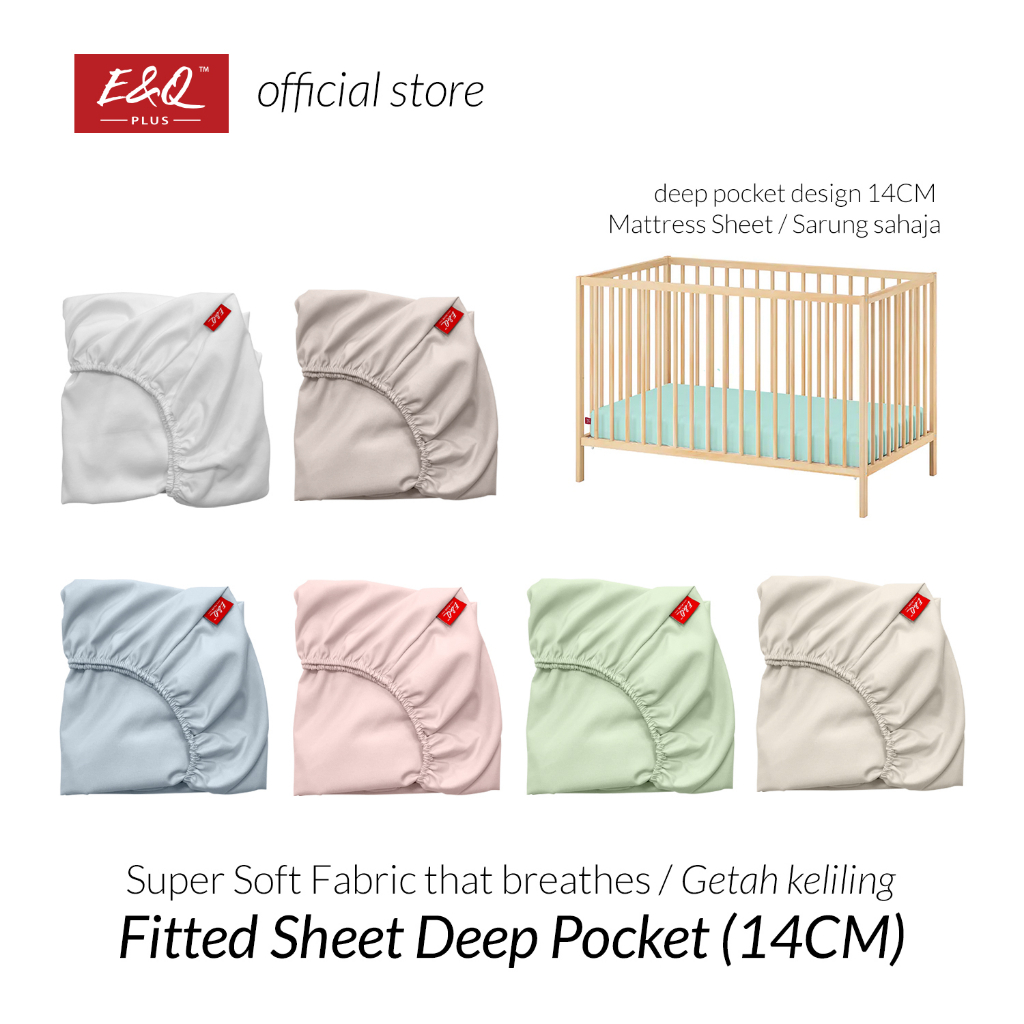 E&Q Plain Color Baby Mattress Fitted Sheet / Cadar Tilam Baby / Sarung ...