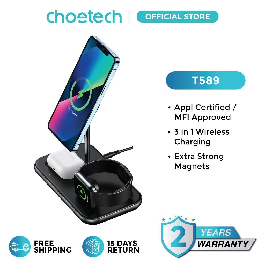 CHOETECH T589 MFM MFi Certified Magsafe wireless charger station for ...