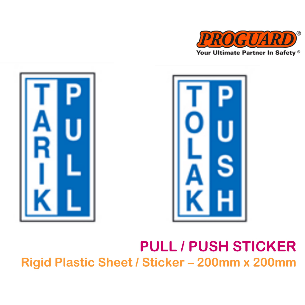 PROGUARD Tarik Pull Tolak Push PVC Plastic Label Sign Sticker Signage ...