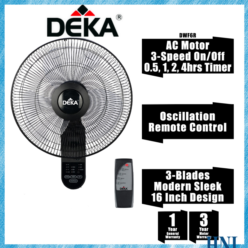 DEKA 16" INCHES REMOTE CONTROL WALL FAN BLACK NEW MODEL | Shopee Malaysia