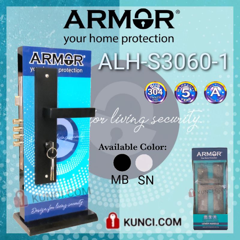 ARMOR STAINLESS STEEL ALH-S3060-1 LEVEL HANDLE MORTISE LOCK SET ...