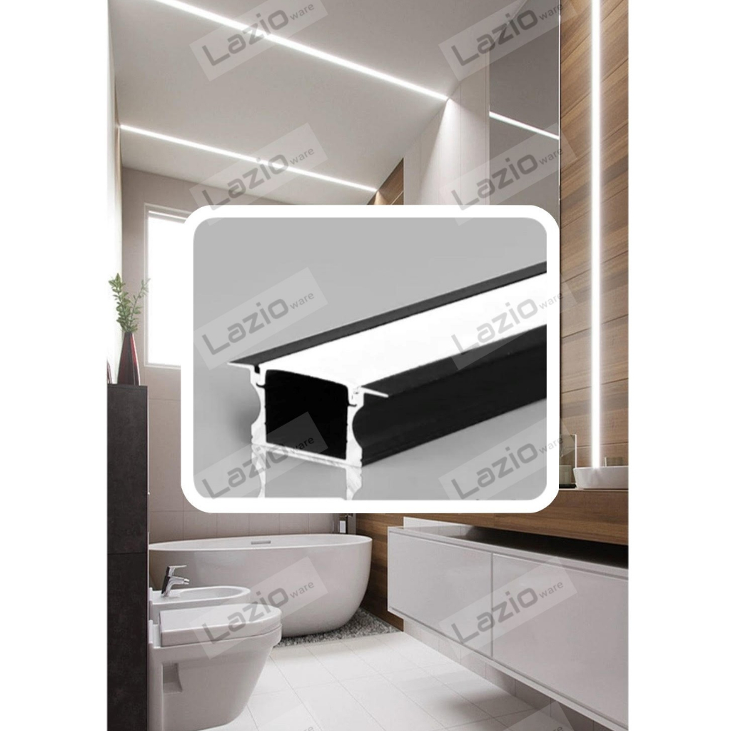 Black coated aluminium LED strip U channel / profile track rail casing ...