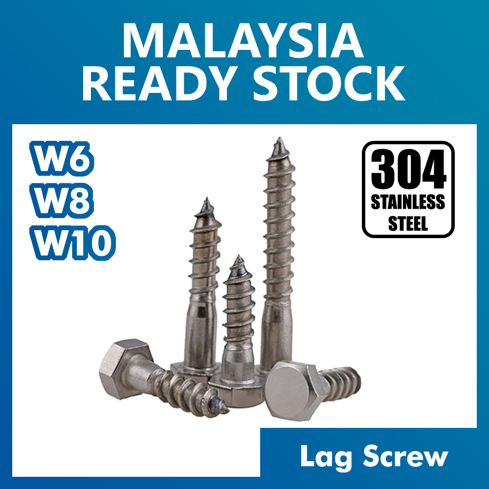 Lag Screw W6 W8 W10 DIN571 | 304 Stainless Steel | Anchoring Beams ...