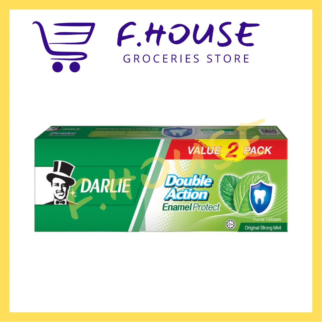 Darlie Double Action Enamel Protect Toothpaste Original Strong Mint 200g x 2 (Value Pack ...