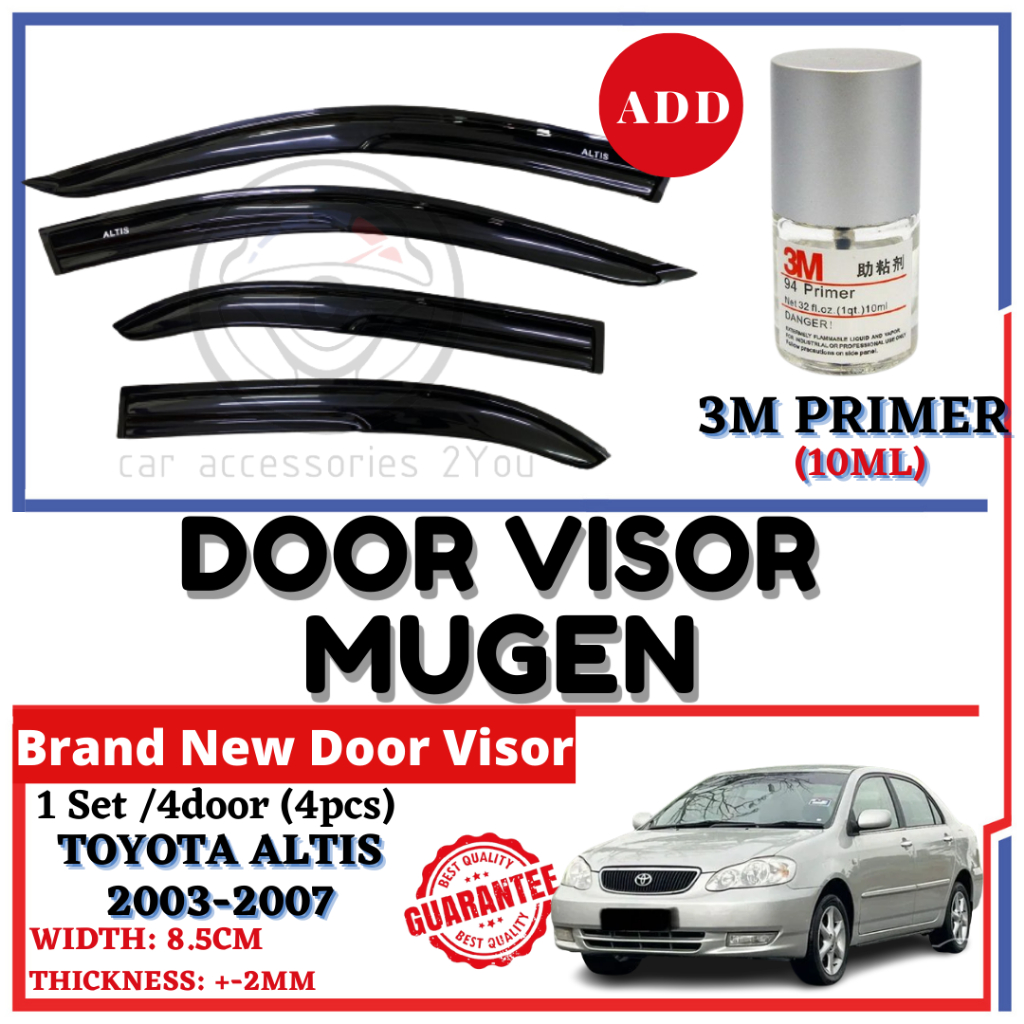 Toyota Altis 2003-2007 Door Visor Mugen Style Acrylic Wind Deflector ...