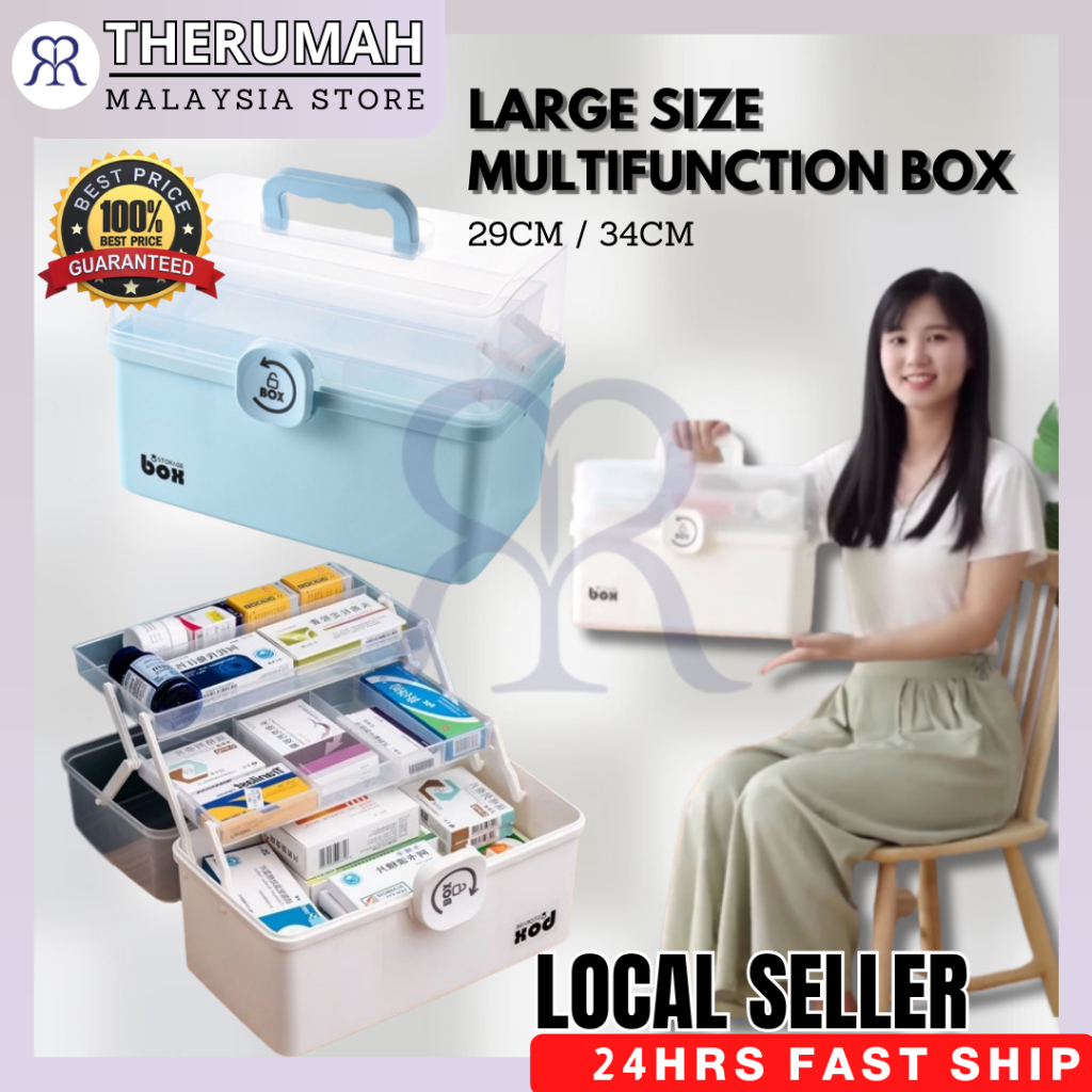 Large First Aid Kit Storage Box Transparent Plastic Portable Medicine ...