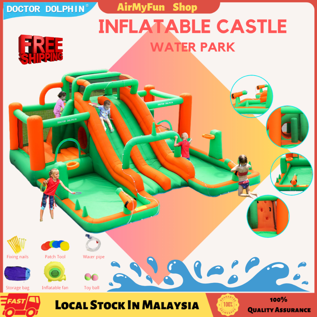 Inflatable Slide DOCTOR DOLPHIN Waterpark Castle Slide Bouncer Kolam ...