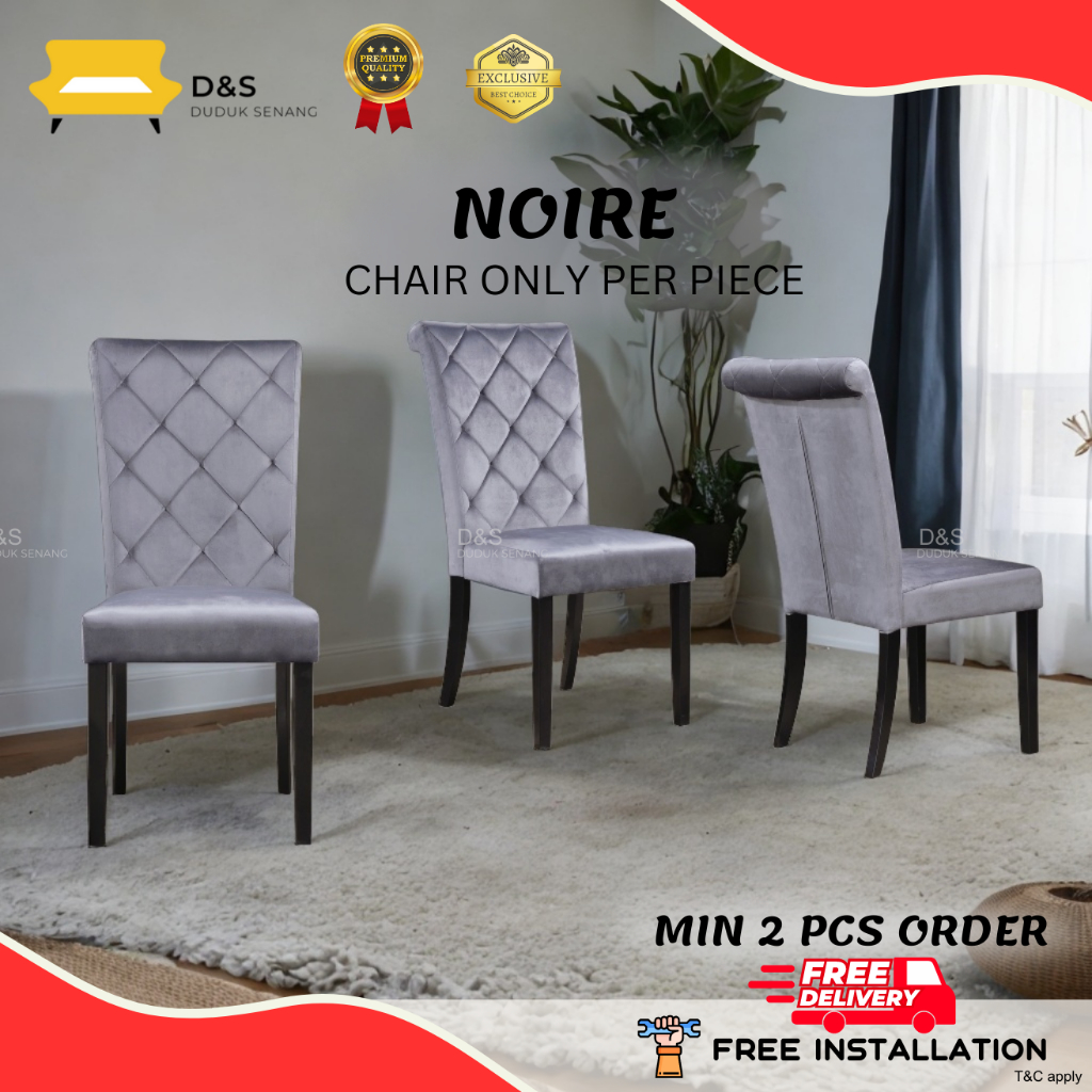 NOIRE Nordic Fabric Dining Chair (1 PC) / Kerusi Makan Kain Baldu ...