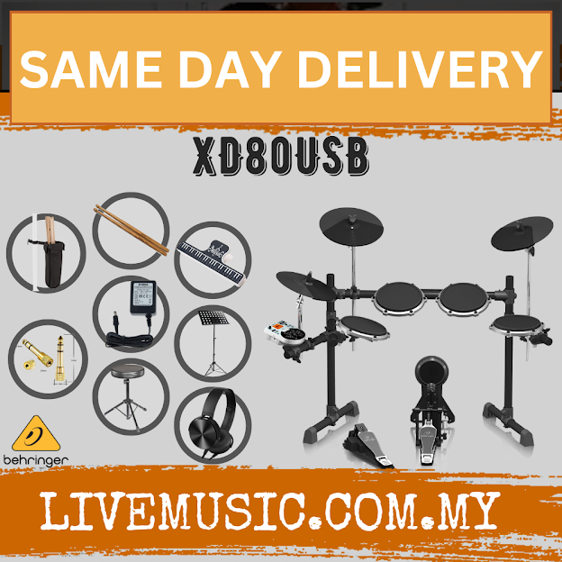 Behringer XD-80USB 8-piece Electronic Drum Set with Amplifier, Drum ...