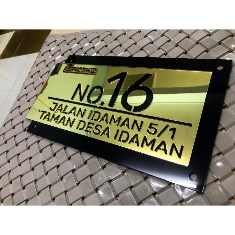 Premium Custom Signage Rumah Modern House Number Plat (Acrylic Mirror ...