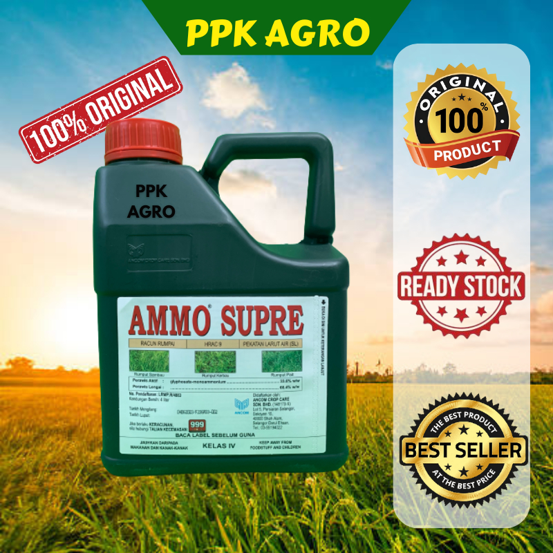 4L AMMO SUPRE (Glyphosate Monoammonium 33.6%) RACUN RUMPAI RUMPUT ...