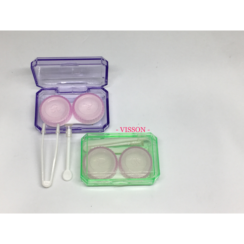 Assorted Colors Transparent Fashion Handy Contact Lens Casing & Clipper ...