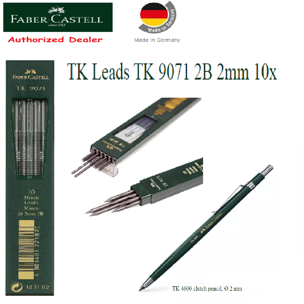 Faber Castell 2.0mm 2B HB Clutch Pencil Lead Ø2 mm TK 9071 for TK9400 ...