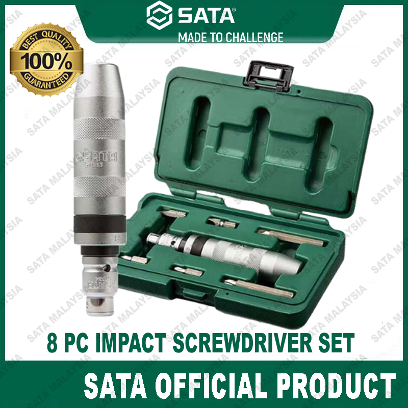 SATA 8Pc Impact Screwdriver Set Phillips Slotted Shank Bits 5/16" Bit ...