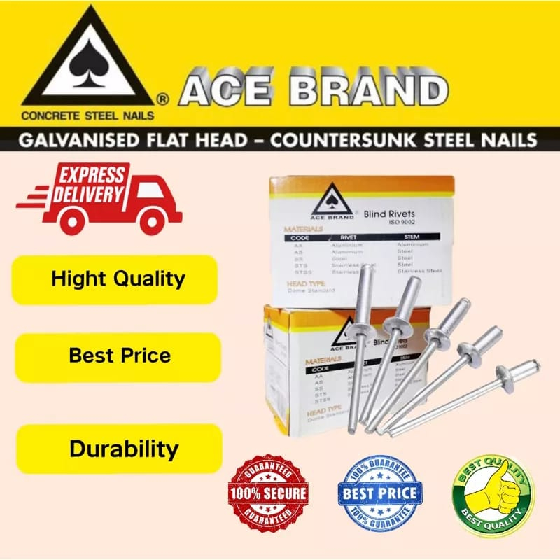 ACE BLIND RIVET 拔钉 RIVERTS/GATE/BESI HOLLOW/ALUMINUM HOLLOW/STAINLESS ...