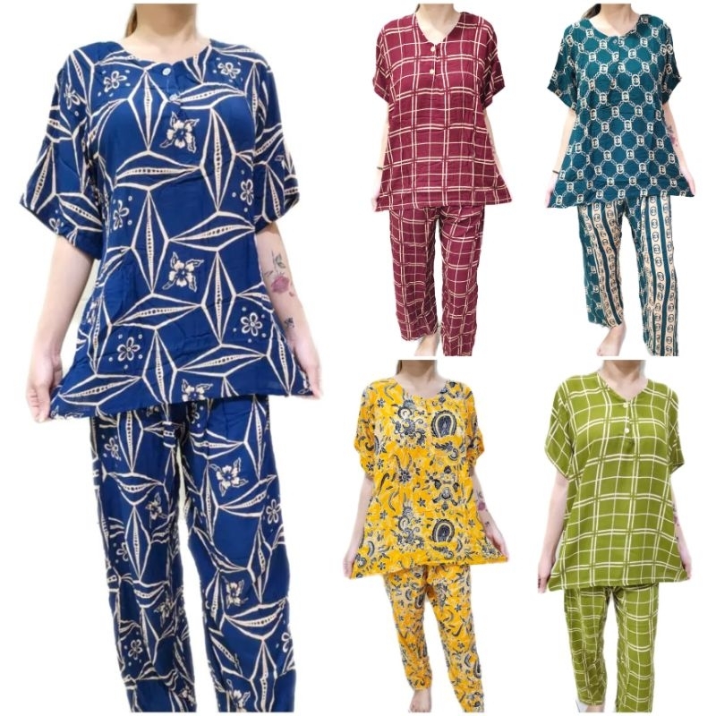 Baju Batik Pajamas 1 Set Shirt & Long Pant. | Shopee Malaysia