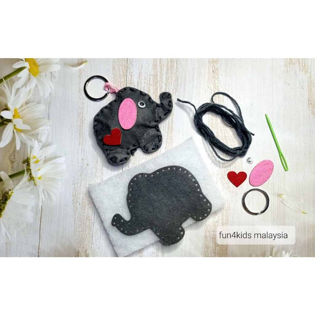 DIY Deepavali Sewing Craft | Elephant Plushie Keychain Kit | Shopee ...