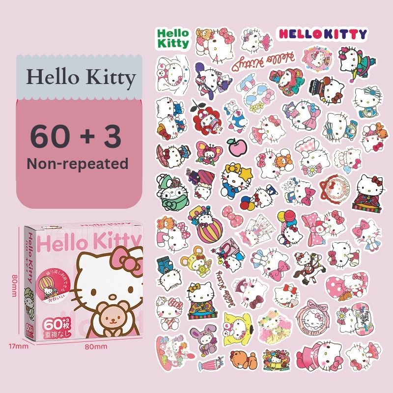 120pcs Sanrio Stickers Gift Box Pelekat Comel Kuromi Cinnamoroll ...