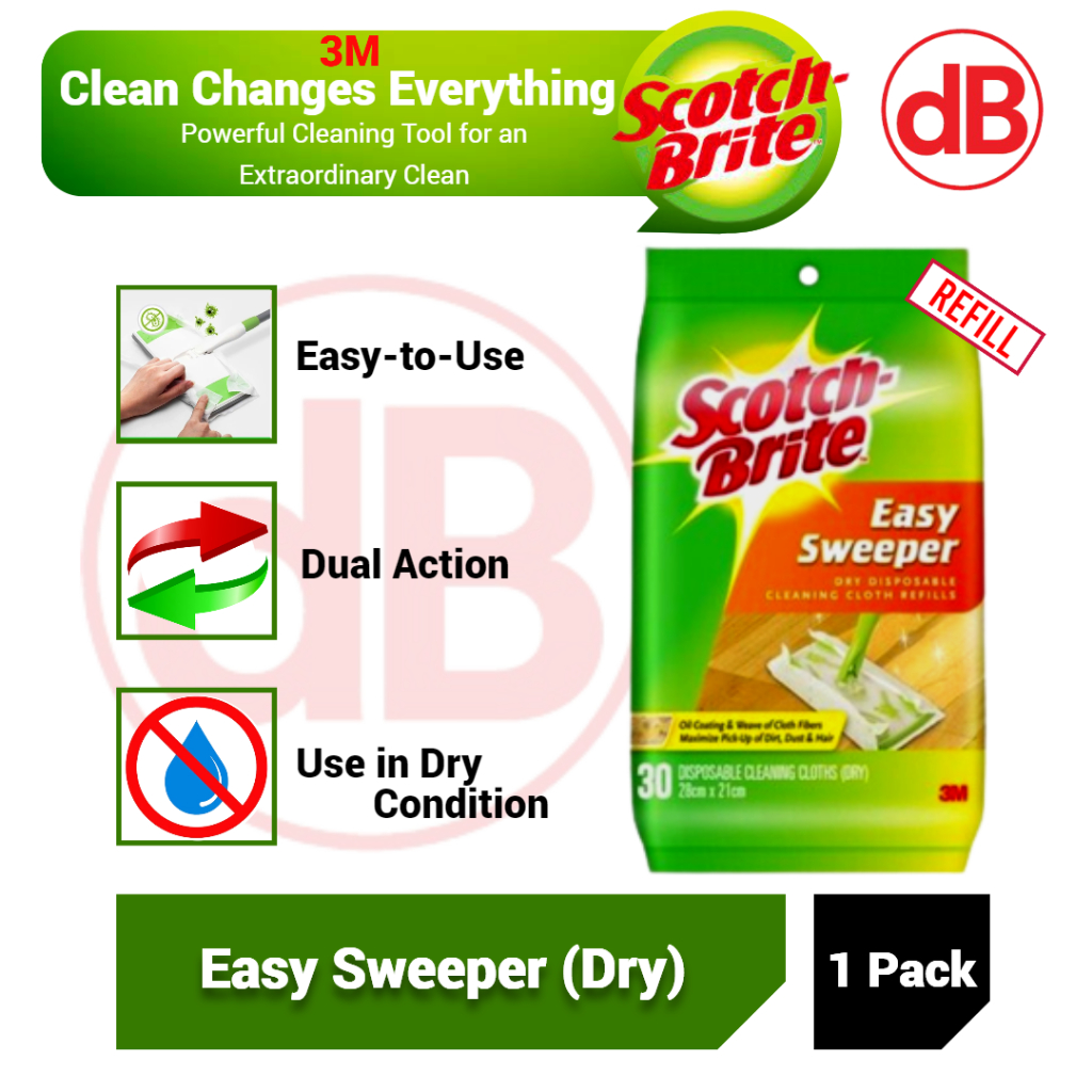 3M Scotch-Brite Easy Sweeper Dry Wipes (Refill) | Shopee Malaysia