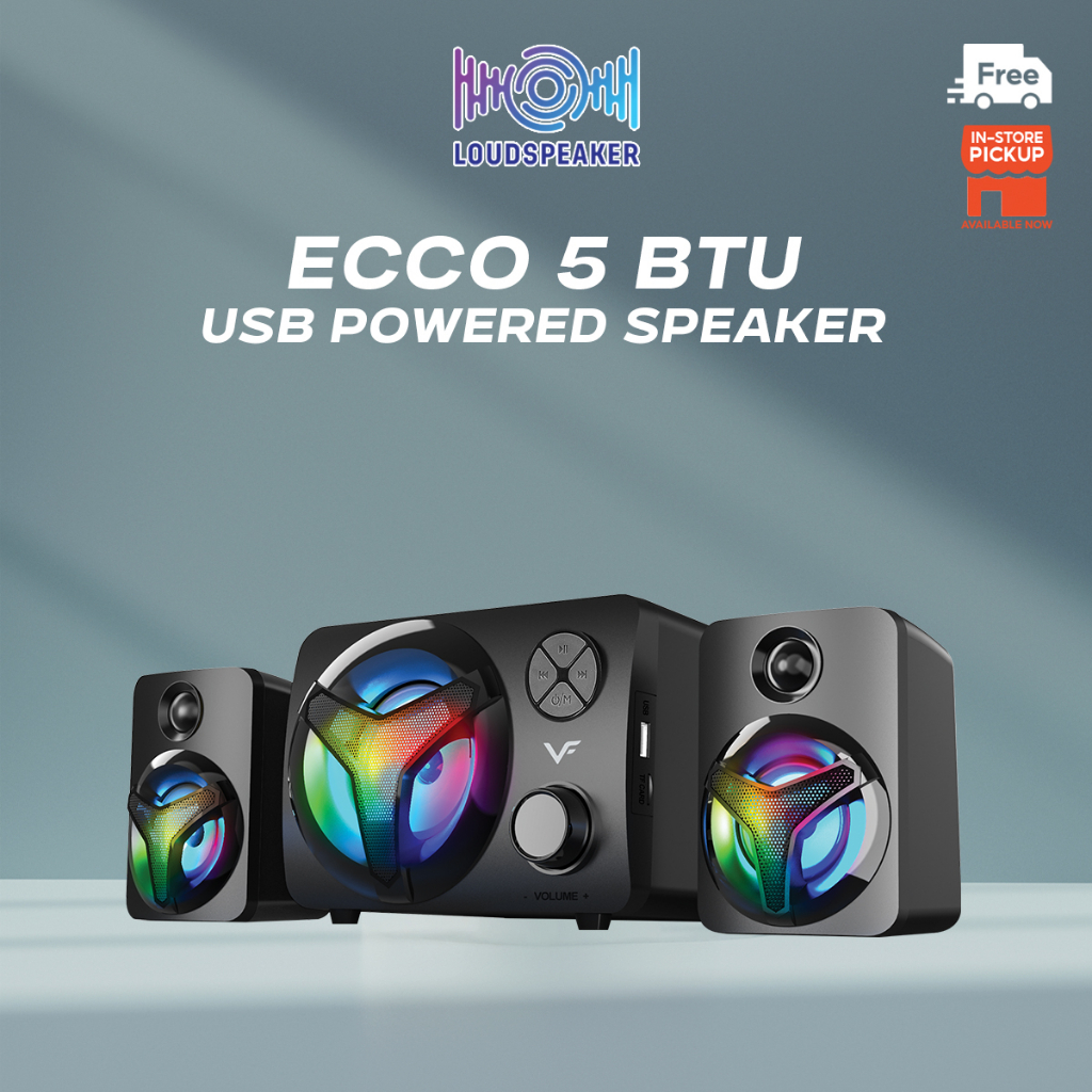 Vinnfier VF ECCO 5 BTU Bluetooth 2.1 USB Powered Speaker LED Lights FM Radio Micro SD Card Slot ...