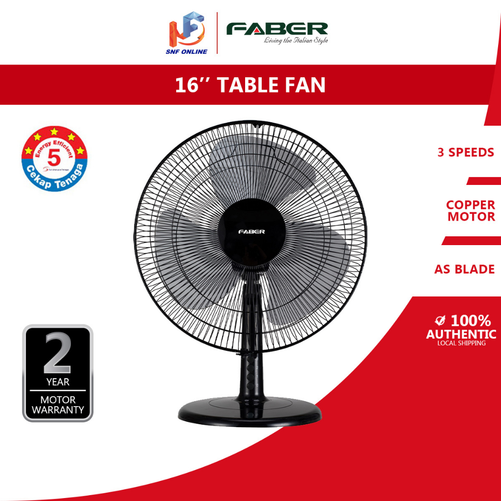 Faber Table Fan (16") FTF-1608BK | Shopee Malaysia