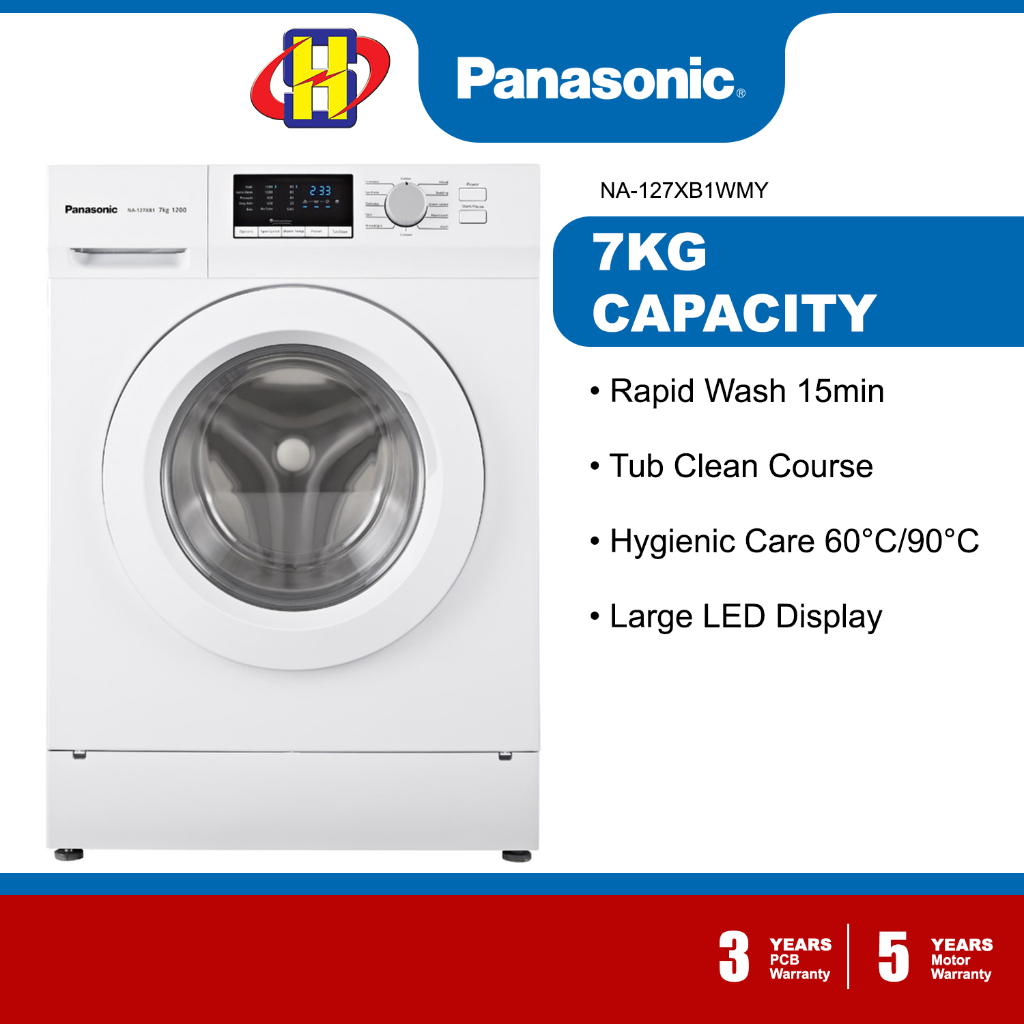 PANASONIC Washing Machine Front Load Washer 7KG Quick Laundry Mesin Basuh (NA-127XB1 / NA127XB1 ...