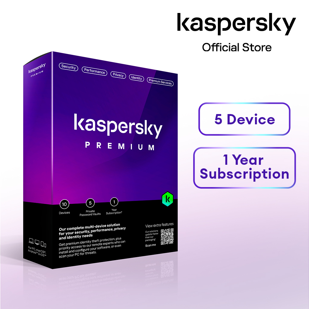 Kaspersky Premium 5 Devices 1Year Anti-Phishing and Firewall Unlimited VPN Password Manager ...