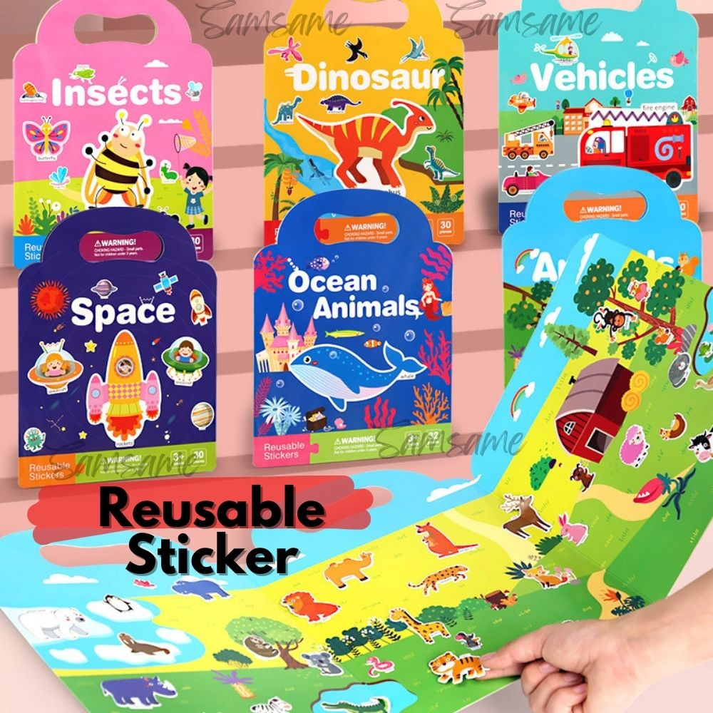 Reusable Children Sticker Book Kids Early Learning Education Fun ...