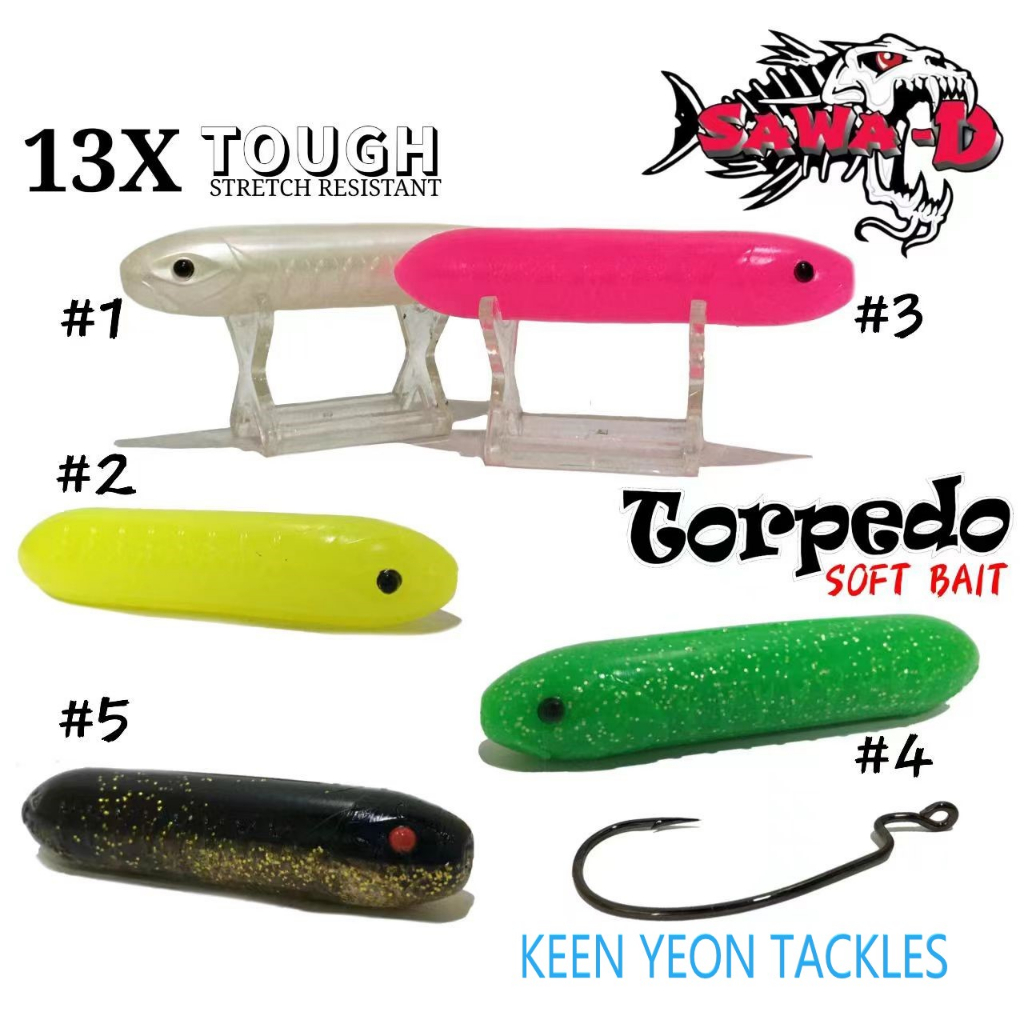 SAWA-D TORPEDO 13X TOUGH FISHING SOFT BAIT (FREE BKK HOOK) | Shopee ...