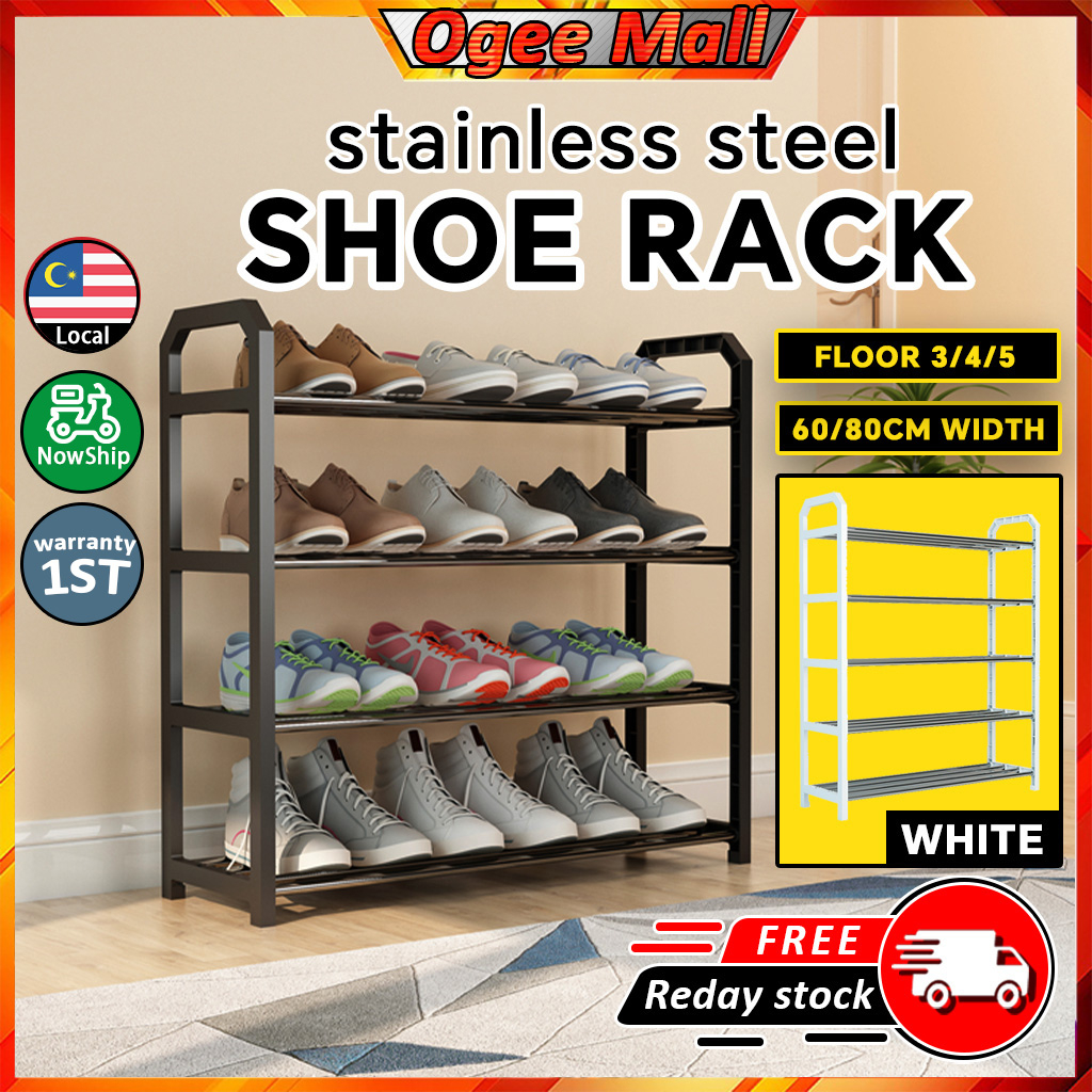 [Ready Stock] Stainless Steel Shoe Rack 4 Tier Lightweight Easy To ...