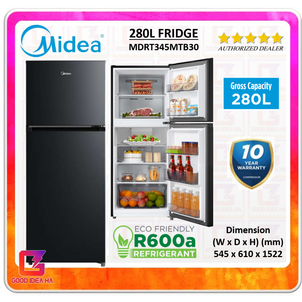 Midea 280L 2 Door Refrigerator - MDRT345MTB30 | Shopee Malaysia