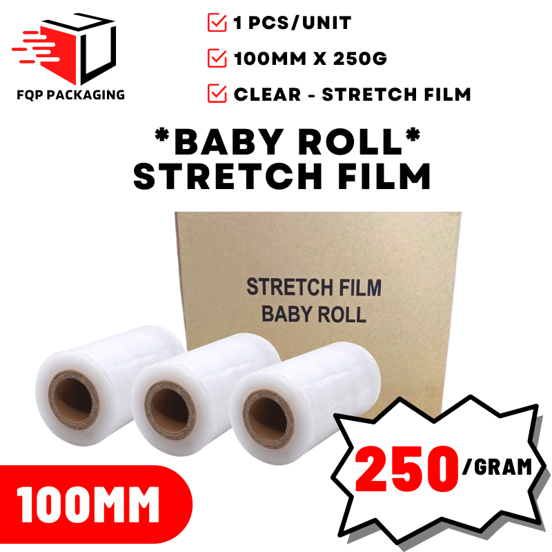 Stretch film Baby Roll Mini Stretch Film 250g (50g Core) (TRANSPARENT / BLACK) | Shopee Malaysia