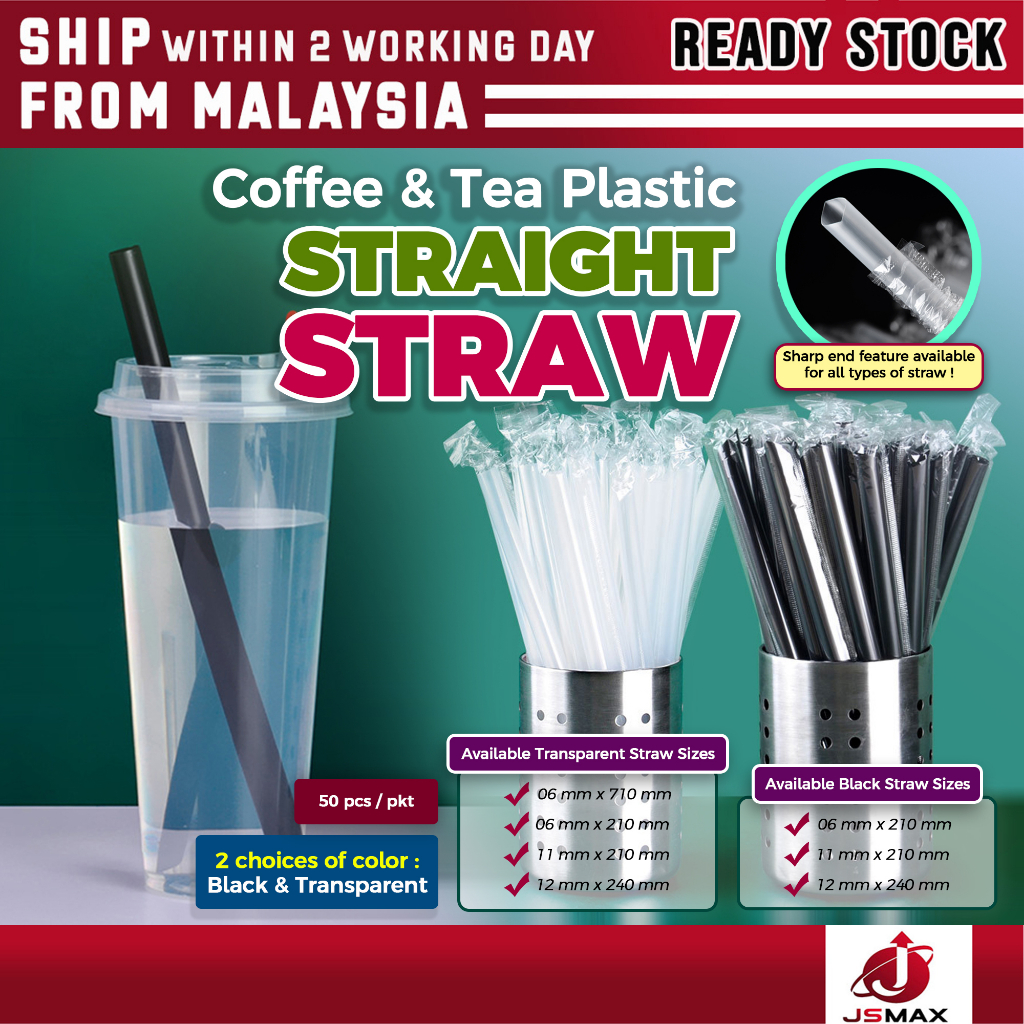 Coffee Milk Tea Boba Straw Straight Straw Individual OPP Packaged Sharp ...
