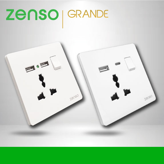 ZENSO-Grande Series Switches & Sockets 13A Universal+USB / Universal ...