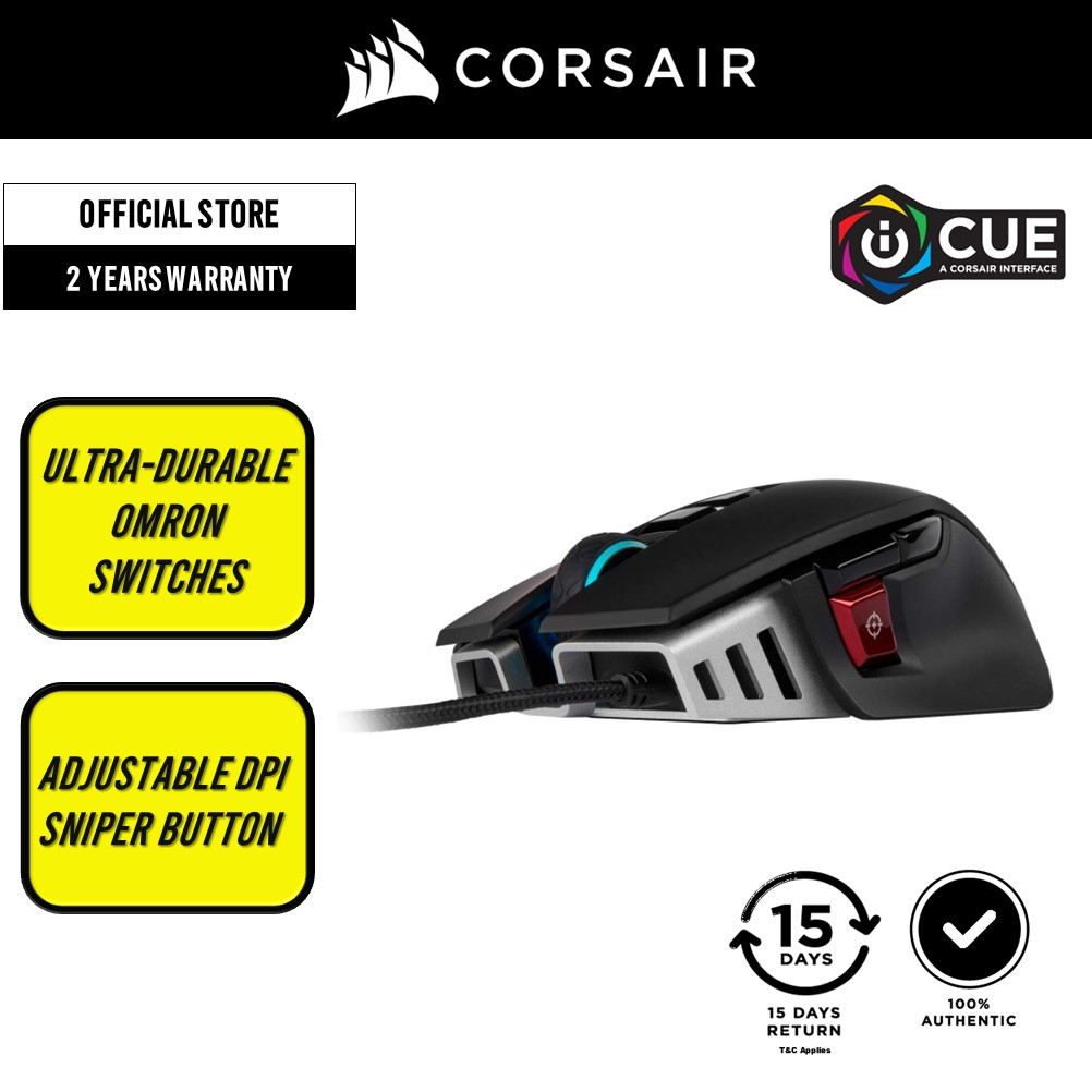 CORSAIR M65 RGB ELITE Tunable FPS Gaming Mouse - 18,000 DPI Optical ...