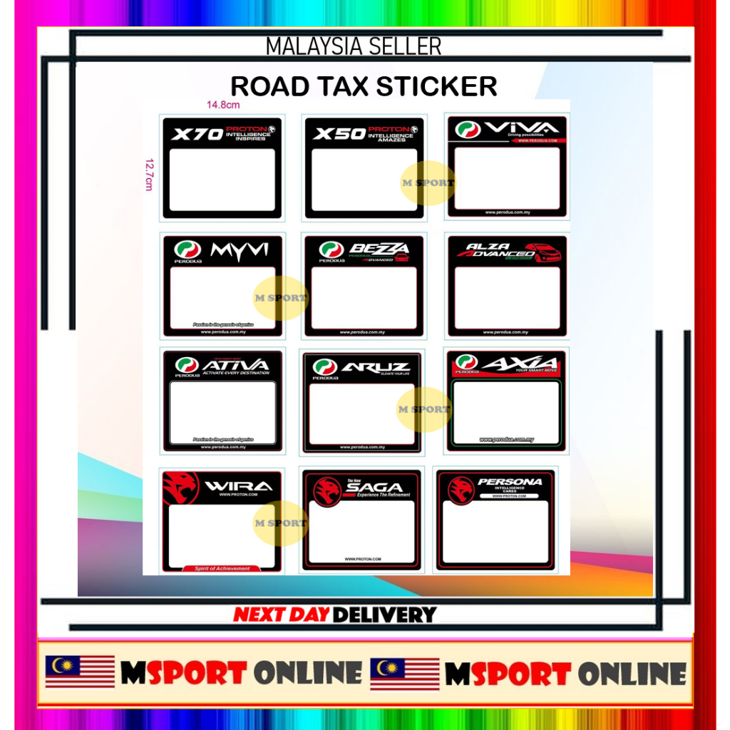 Car Road Tax Roadtax Sticker R3 PROTON PERODUA ADVAN NISSAN IMPUL ...