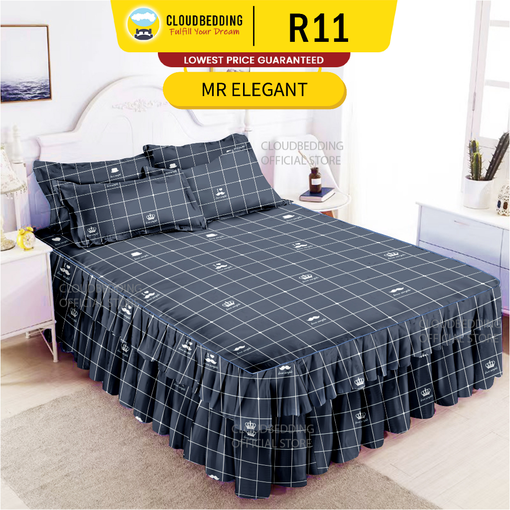 Cadar Ropol Set 3IN1 Super Single/Queen /King Bedsheet Bed Skirt ...