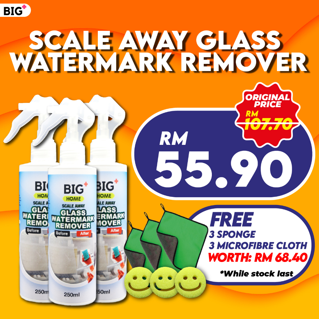 BIG+ Scale Away Glass Watermark Remover (250ml) Bathroom Toilet Shower ...