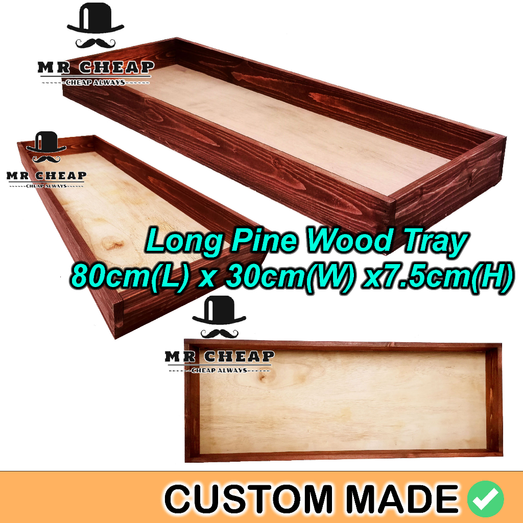 (Hot)Rectangle Long Pine Wood Tray/Wall Wooden Tray/Long Decoration ...