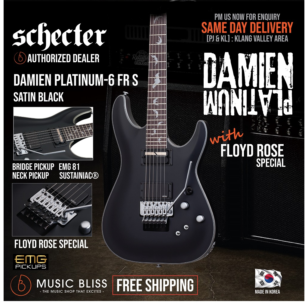 Schecter Damien Platinum 6 FR-S - Satin Black (MIK) | Shopee Malaysia