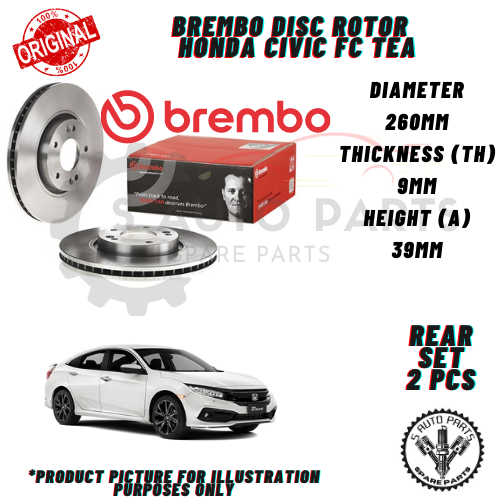 HONDA CIVIC FC TEA REAR 100% BREMBO BRAKE DISC ROTOR | Shopee Malaysia