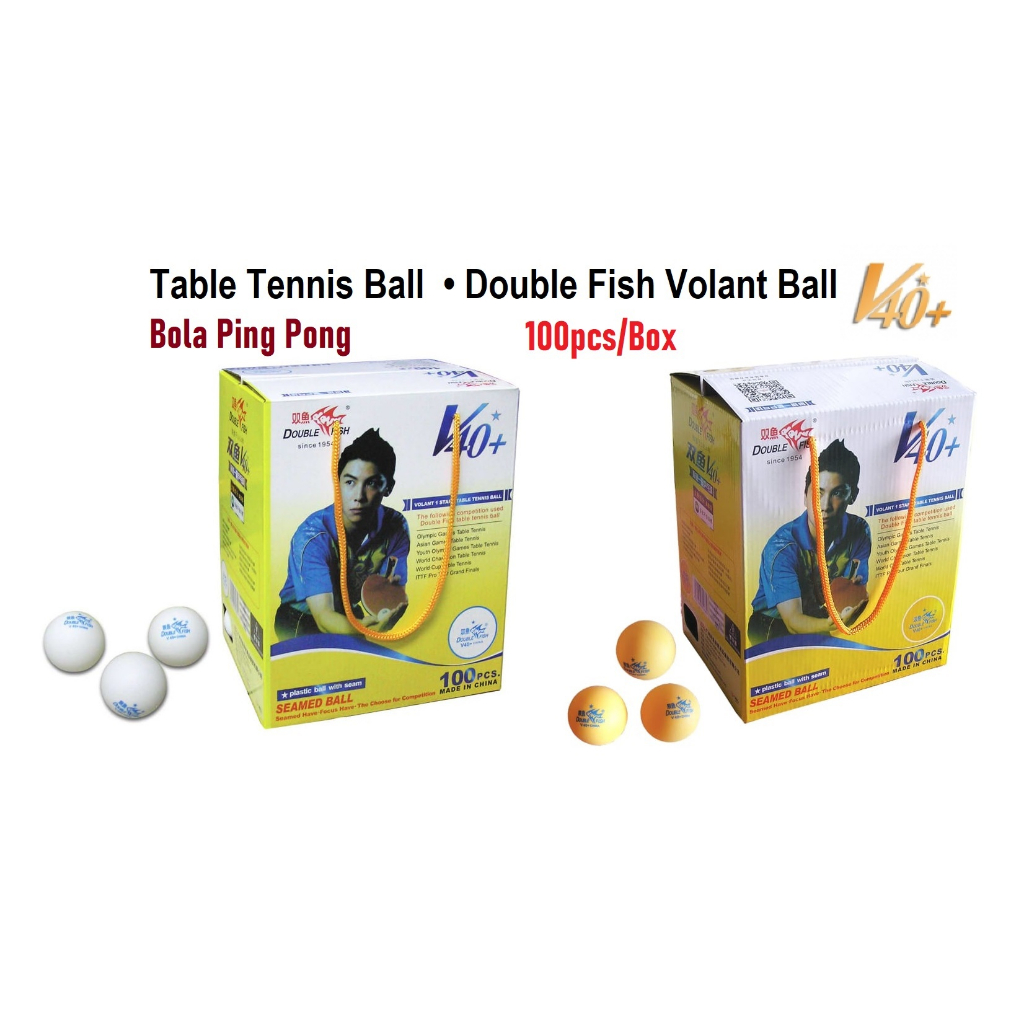 Table Tennis Ball - Bola Ping Pong - 2023 Double Fish Ball V40+ 1-Star - 100pcs/BOX (WHITE ...