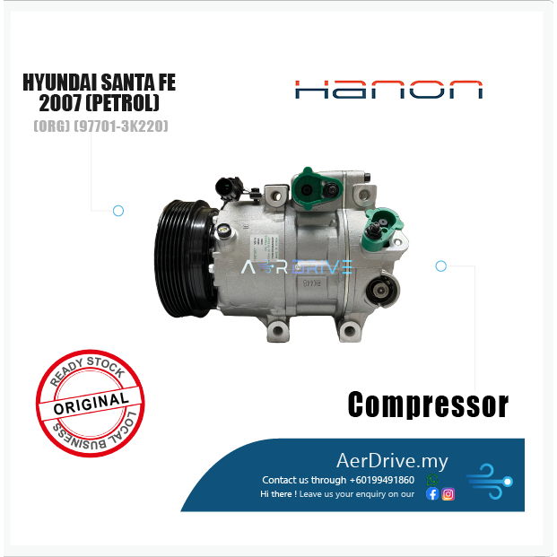 HANON ORIGINAL HYUNDAI SANTA FE 2007 / SONATA NF COMPRESSOR ( 97701 ...